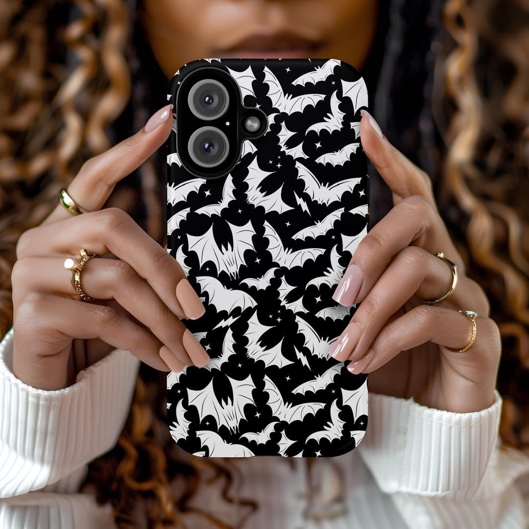 Dark Aesthetic Gothic Bats Phone Case, Spooky Bats Phone Case, Goth ...