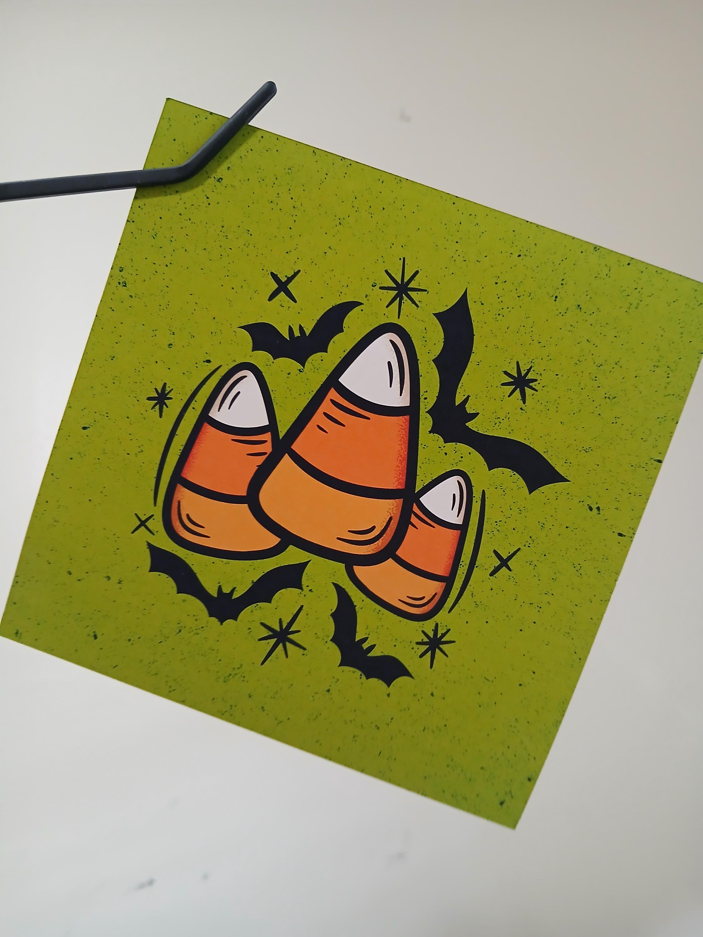 Halloween Spooky Candy Corn and Bats Cute Art Print - Spooky Cute ...