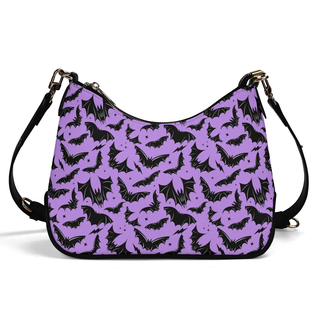 Gothic Goth Halloween Bat Purple Black Small Purse Bag, Halloween ...