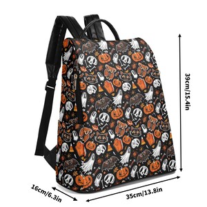 Halloween Skull Black Cat Bat Jack-o-lantern Ghost Travel Backpack Bag ...