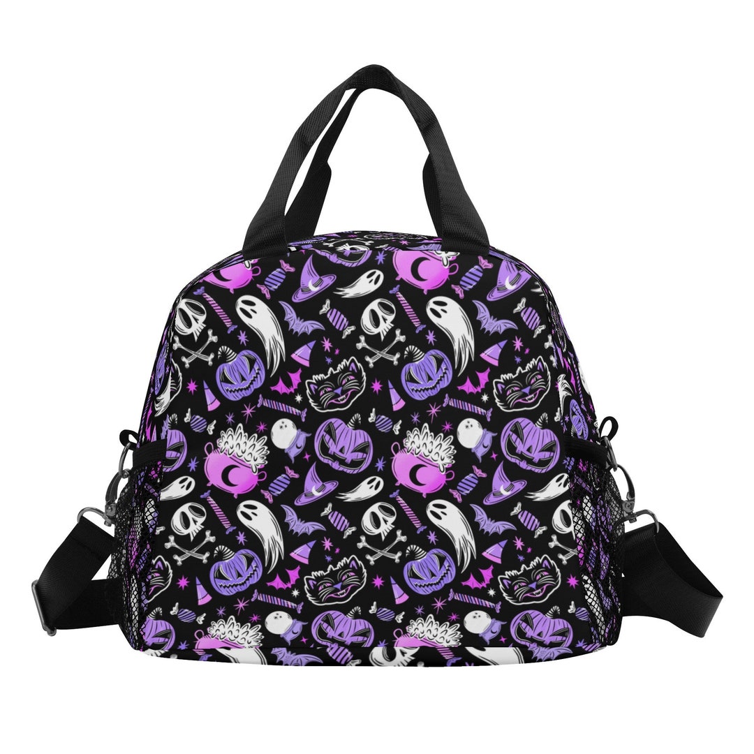 Purple Halloween Lunch Bag, Skull Lunch Bag, Gothic Lunch Bag, Gothic ...