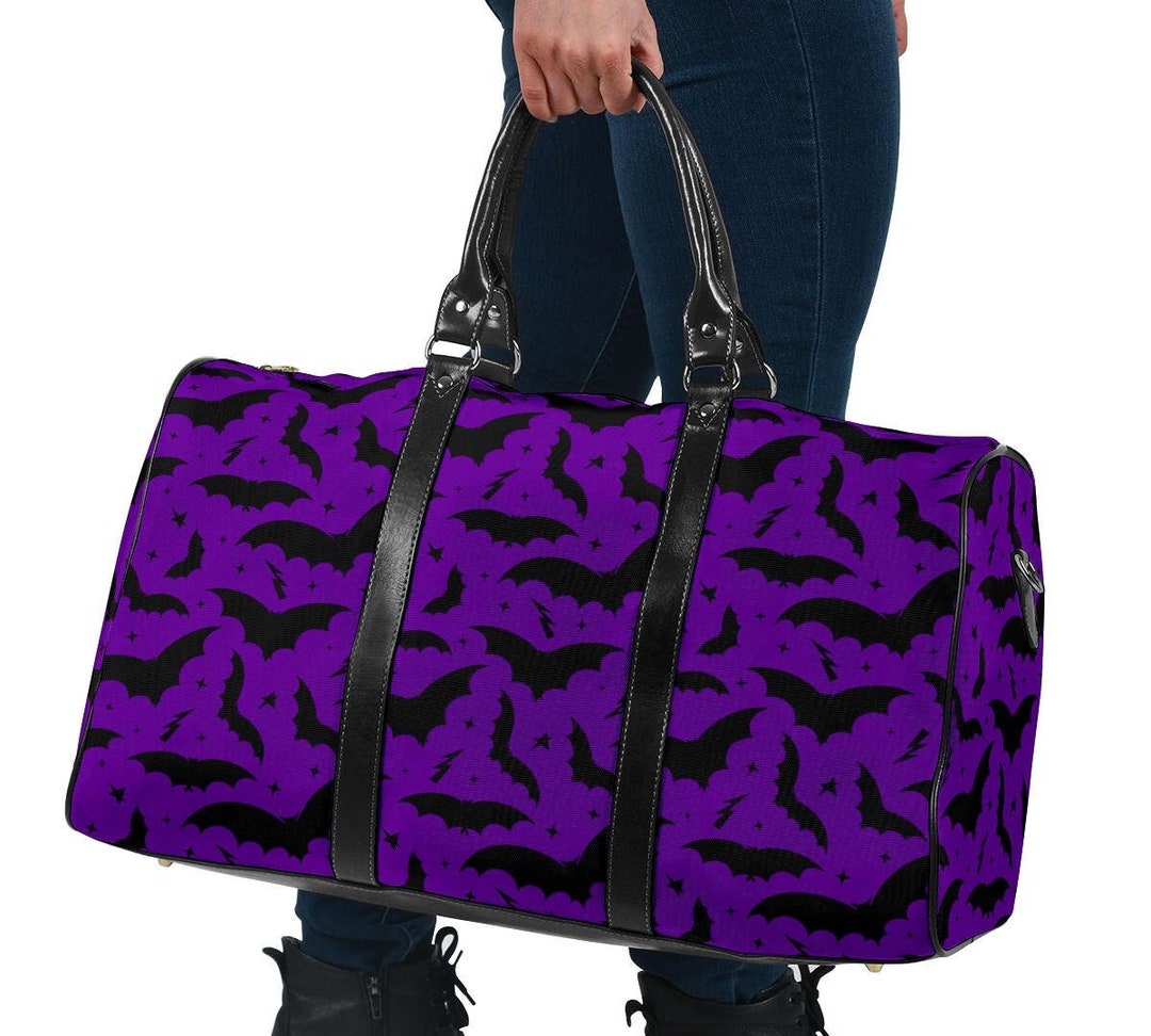 Gothic Bats Purple Black Travel Bag Spooky Gothic Bats Overnight Bag ...
