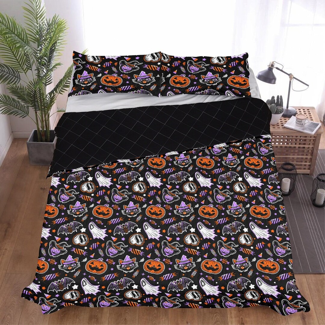 Spooky Halloween Quilted Bedding Set Spooky Blanket Bedding Set ...