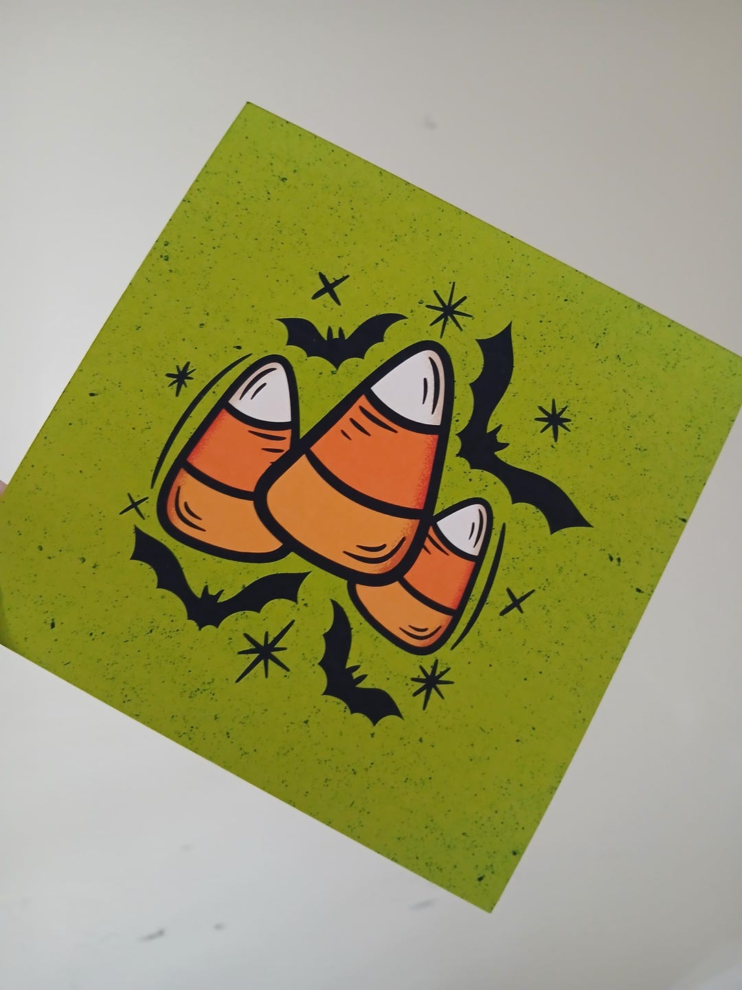 Halloween Spooky Candy Corn and Bats Cute Art Print - Spooky Cute ...