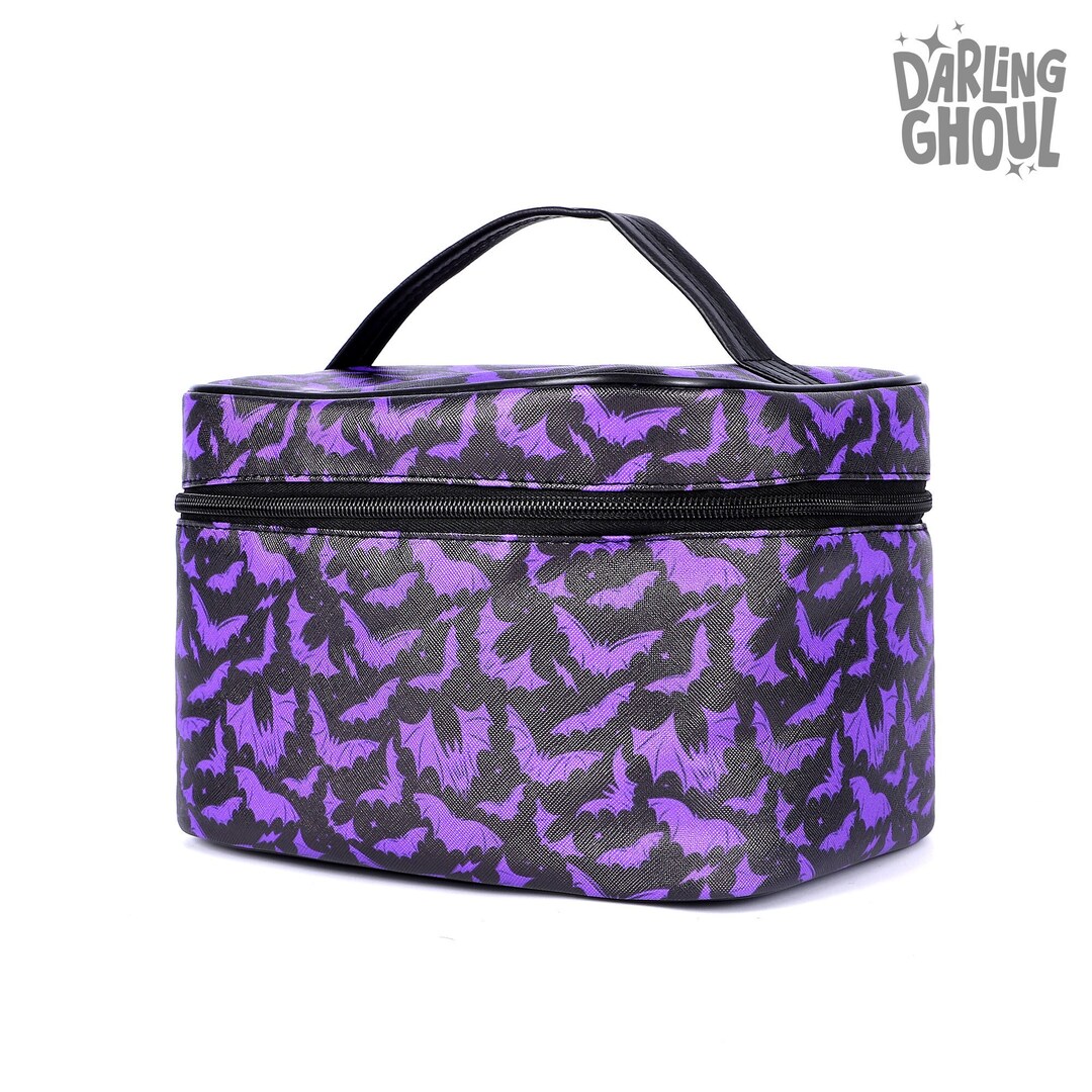 Black Purple Gothic Bats Makeup Case, Gothic Bats Cosmetic Case, Bats ...