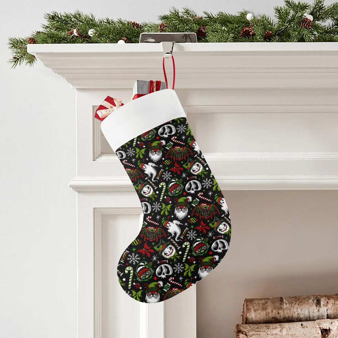 Spooky Gothic Creepmas Monsters Creepy Xmas Stocking, Creepy Christmas ...