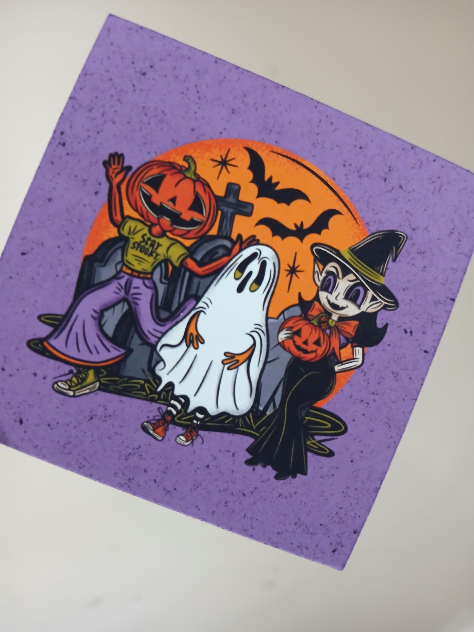Halloween Spooky Ghoul Squad Bats Moon Cemetery Art Print - Spooky Cute ...