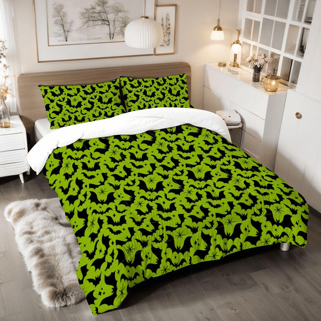 Gothic Bat Comforter Set, Spooky Bats Comforter Set, Halloween Bats ...