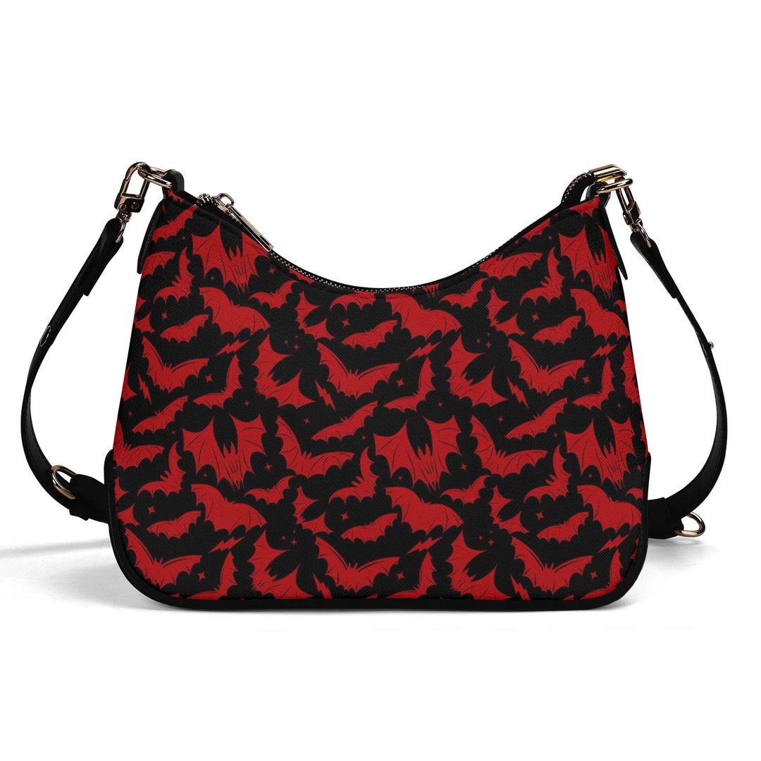 Gothic Goth Halloween Bat Black Red Small Purse Bag, Halloween Gothic ...