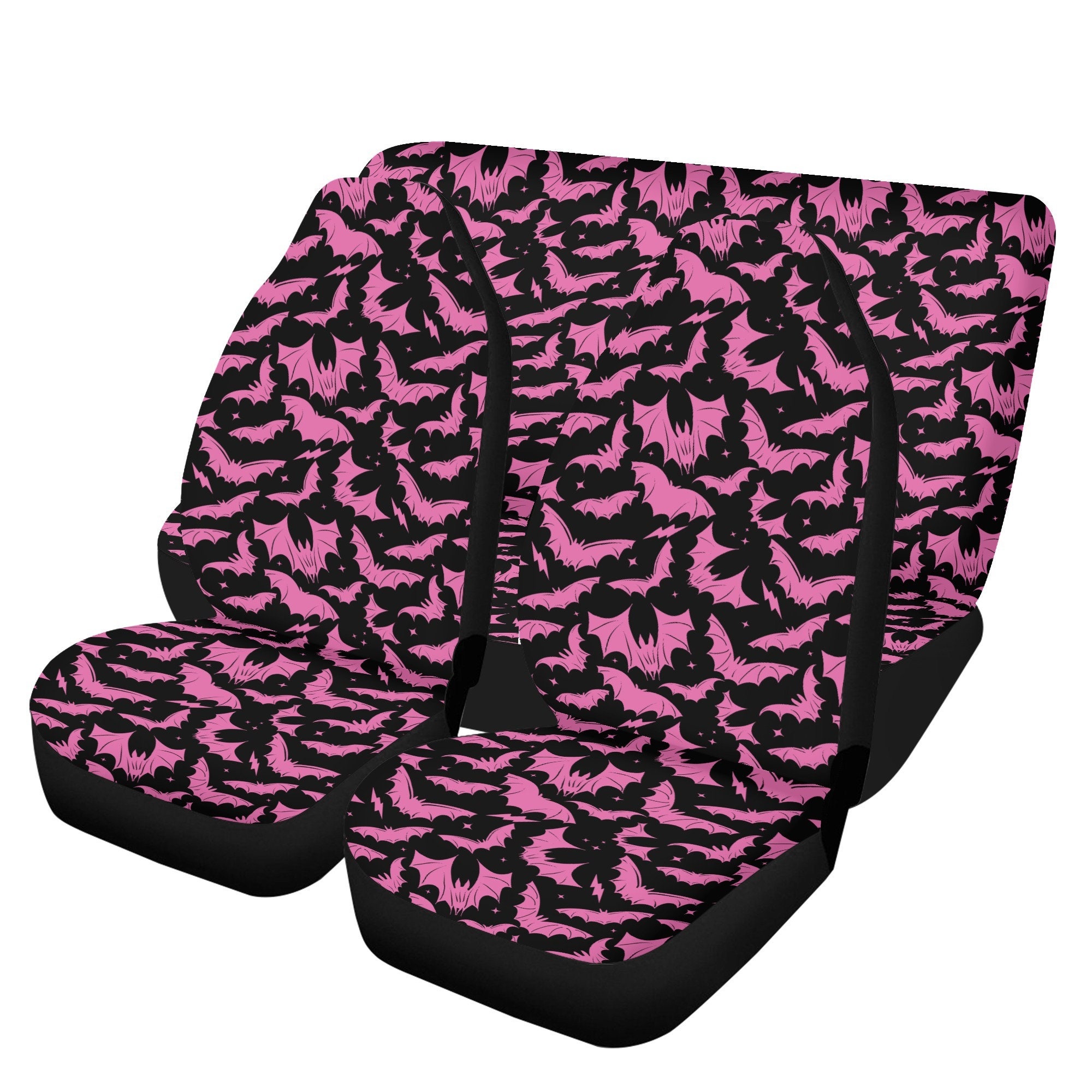 Black Pink Halloween Gothic Bat Car Seat Covers, Pastel Goth Aesthetic ...