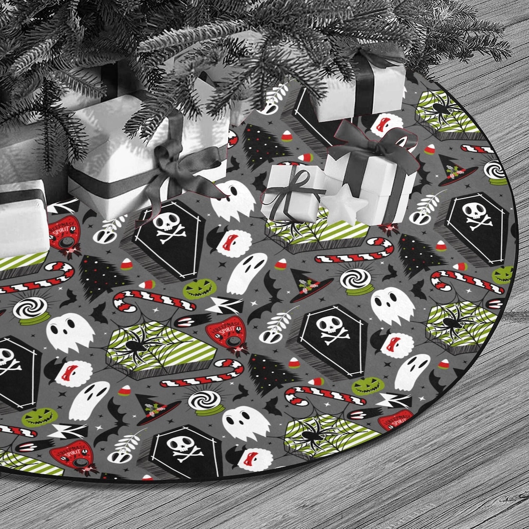 Gothmas Tree Skirt, Spooky Christmas Tree Skirt, Gothic Tree Skirt ...