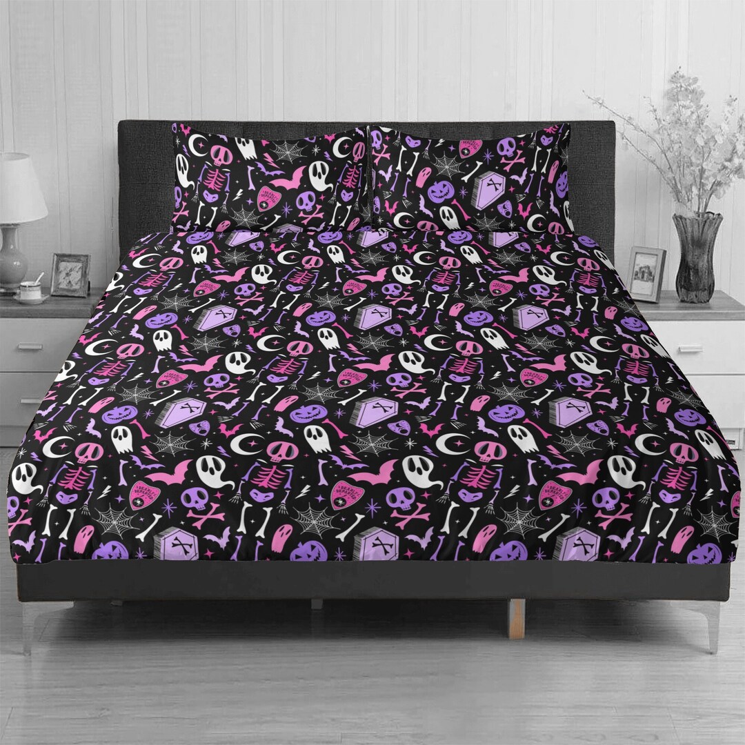 Halloween Duvet Cover Bed Set, Spooky Duvet Cover Set, Halloween Duvet ...