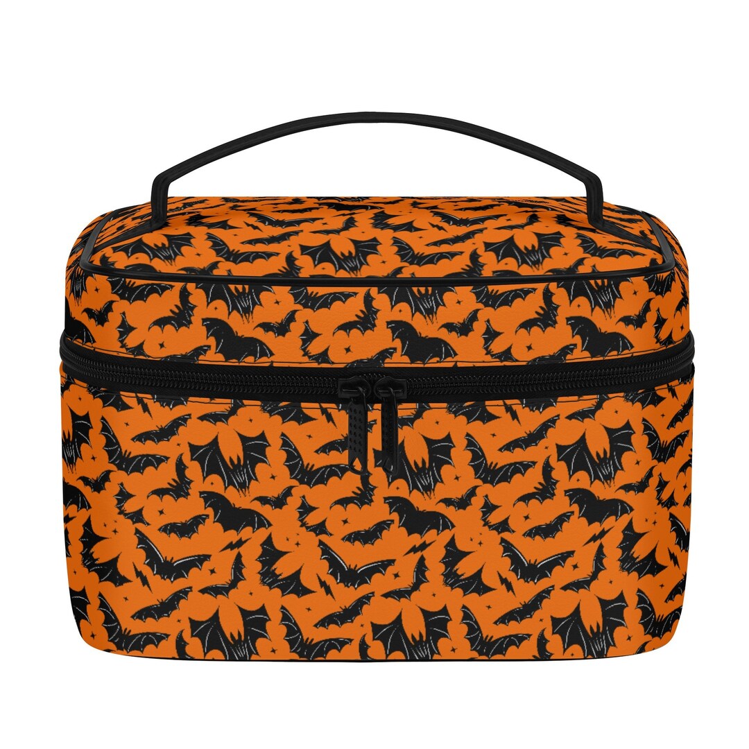Gothic Bats Train Makeup Case Gothic Bats Makeup Case Orange Black Bats ...