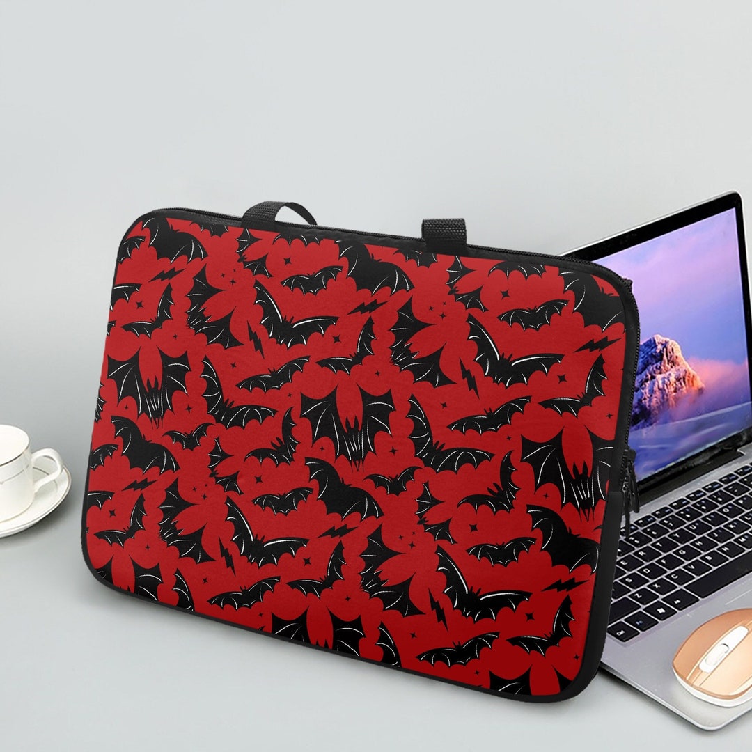 Gothic Bat Laptop Sleeve With Handles, Red & Black - Etsy