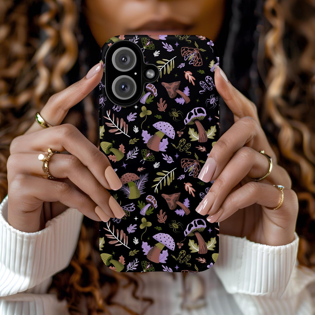 Mushroom Moth Snake Forestcore Phone Case, Spooky Dark Cottagecore ...