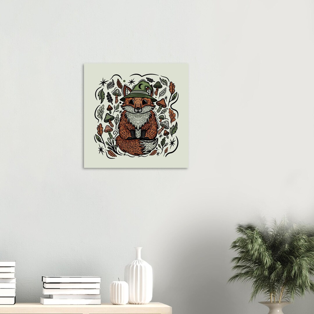 Fox in Witch Hat Art Print - Autumn Witchy Forest Illustration ...