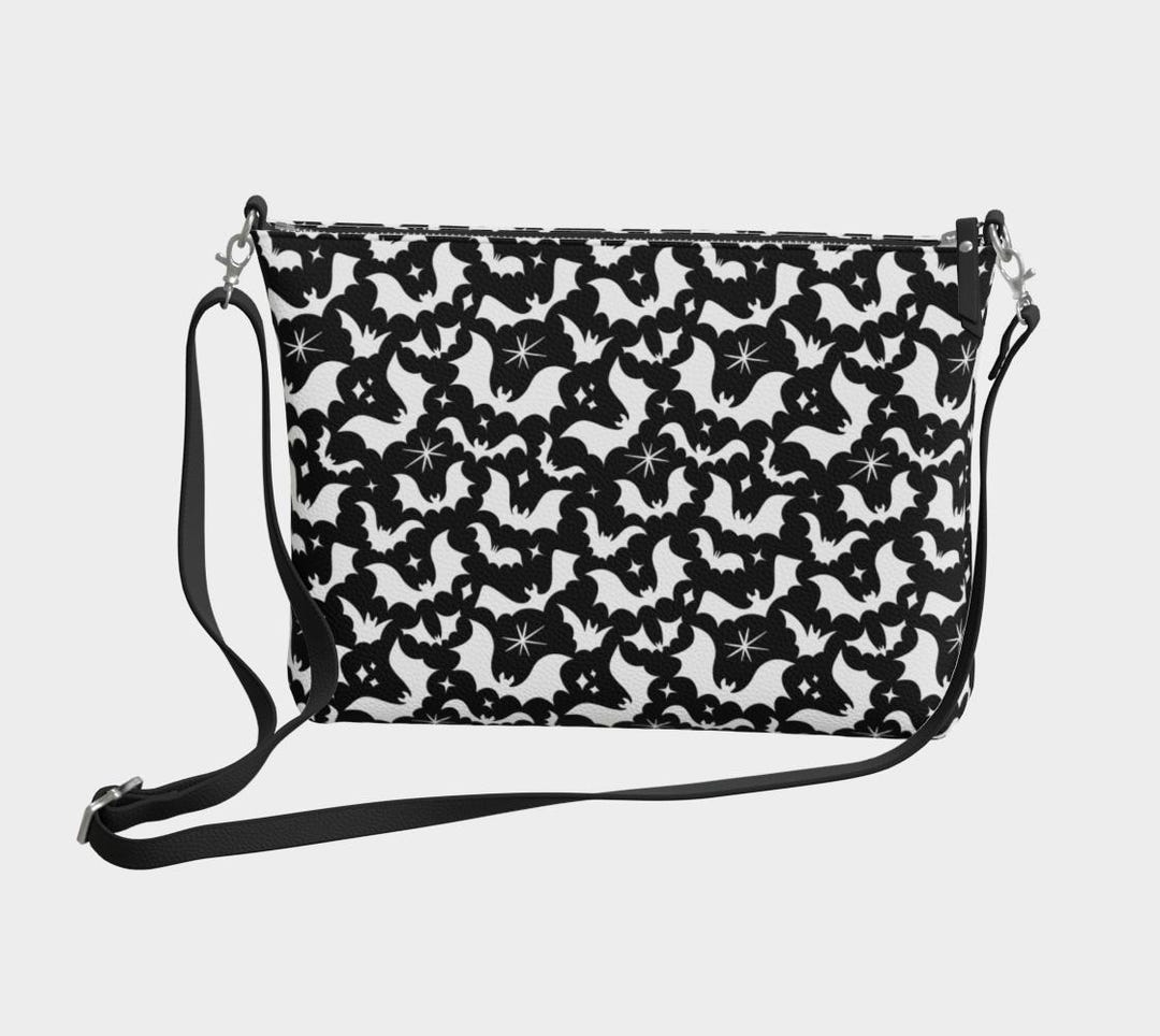 Gothic Bats Black White Crossbody Bag Purse, Dark Academia Bat Purse ...
