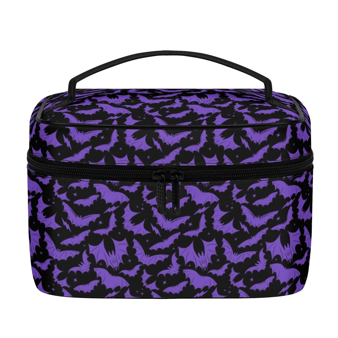 Purple Gothic Bats Makeup Case, Gothic Bats Cosmetic Case, Bats Makeup ...