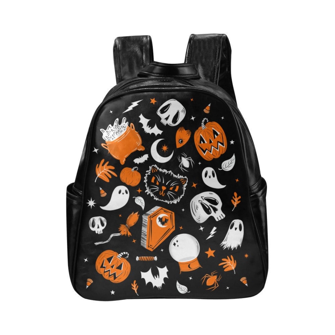 Spooky Cute Kawaii Halloween Backpack Orange Black Halloween Backpack ...
