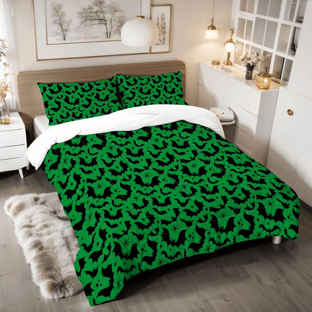 Gothic Bat Comforter Set, Spooky Bats Comforter Set, Halloween Bats ...