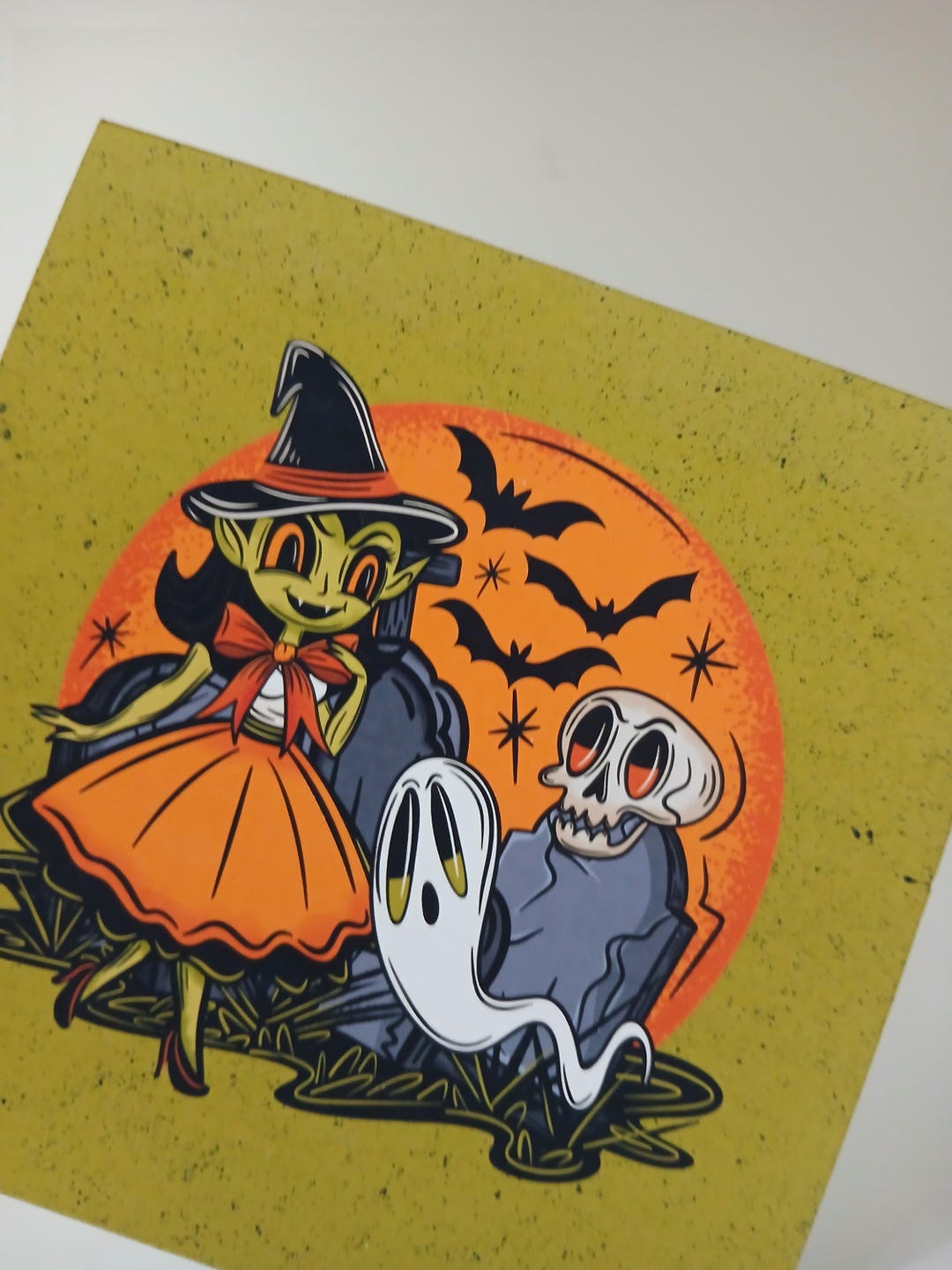 Halloween Spooky Ghoul Squad Vampire Witch Bats Moon Cemetery Art Print ...