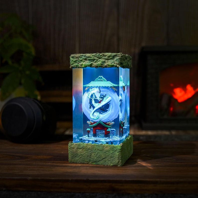 Spirited Away Haku and Chihiro Lamp, Studio Ghibli Anime Resin Art ...