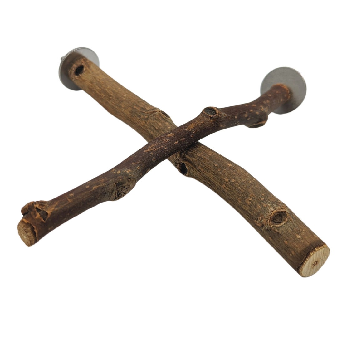 Cottonwood Parrot Perch, Natural Wood Bird Perch With Stainless Steel ...