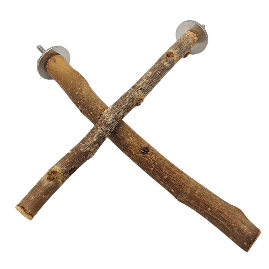 Poplar Parrot Perch, Natural Wood Bird Perch With Stainless Steel ...