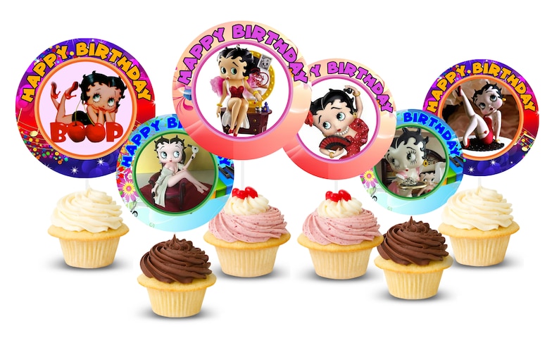 12 Betty Boop Birthday Cupcake Toppers Set 1 - Etsy México