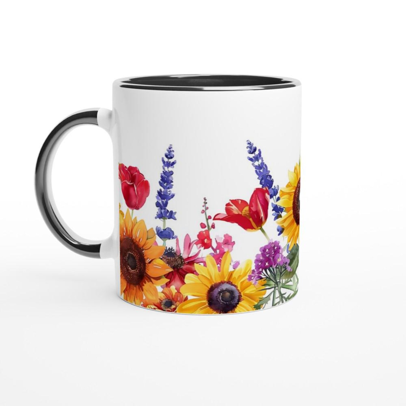 Handcrafted Watercolor Floral Ceramic 11oz Mug Design #2 - Unique ...
