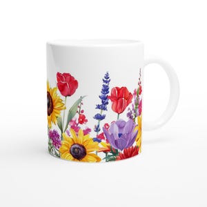 Handcrafted Watercolor Floral Ceramic 11oz Mug Design #2 - Unique ...