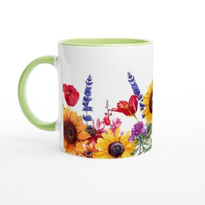 Handcrafted Watercolor Floral Ceramic 11oz Mug Design #2 - Unique ...
