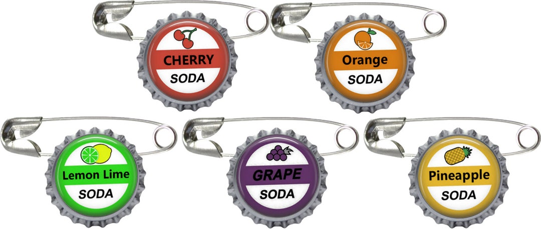 5 Soda Bottle Cap Pins Set 1 - Etsy