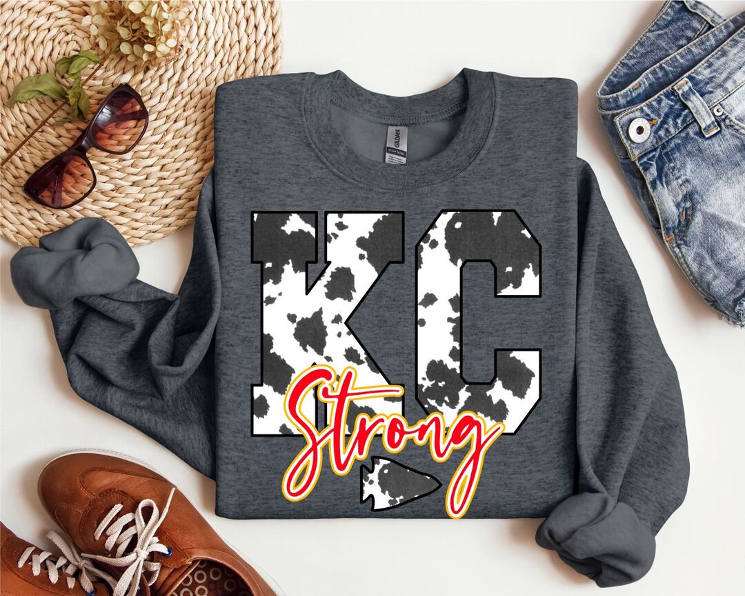 KC Strong Cow Crewneck Sweatshirt Kansas City Chiefs Cow Print Trendy ...