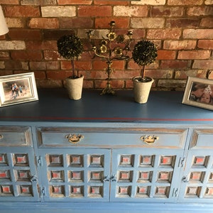 Large Indian Blue Distressed Sideboard/ Vintage Indian Sideboard/ Large ...