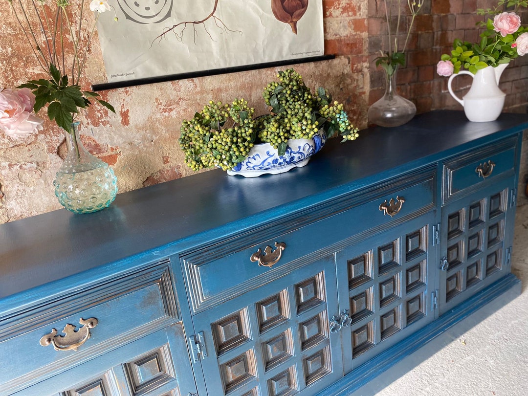 Blue Vintage Sideboard, Upcycled Storage Cabinet - Etsy