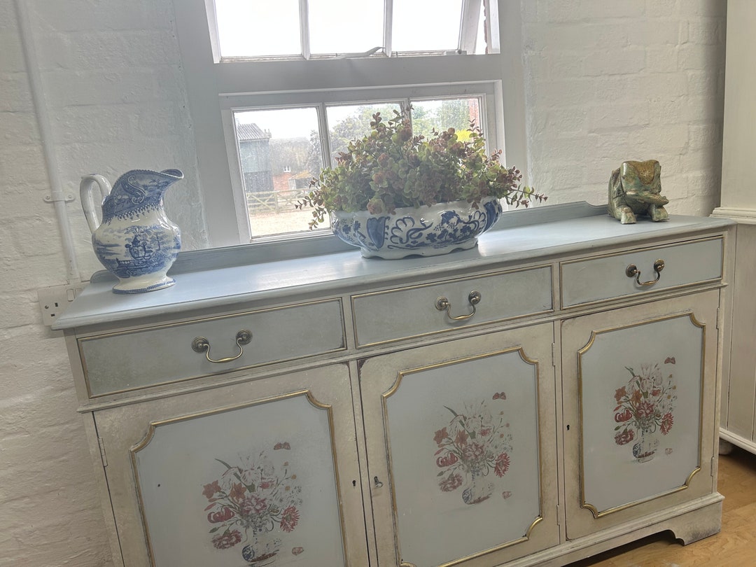Shabby Chic Sideboard / Painted Upcycled Sideboard / Long Sideboard ...