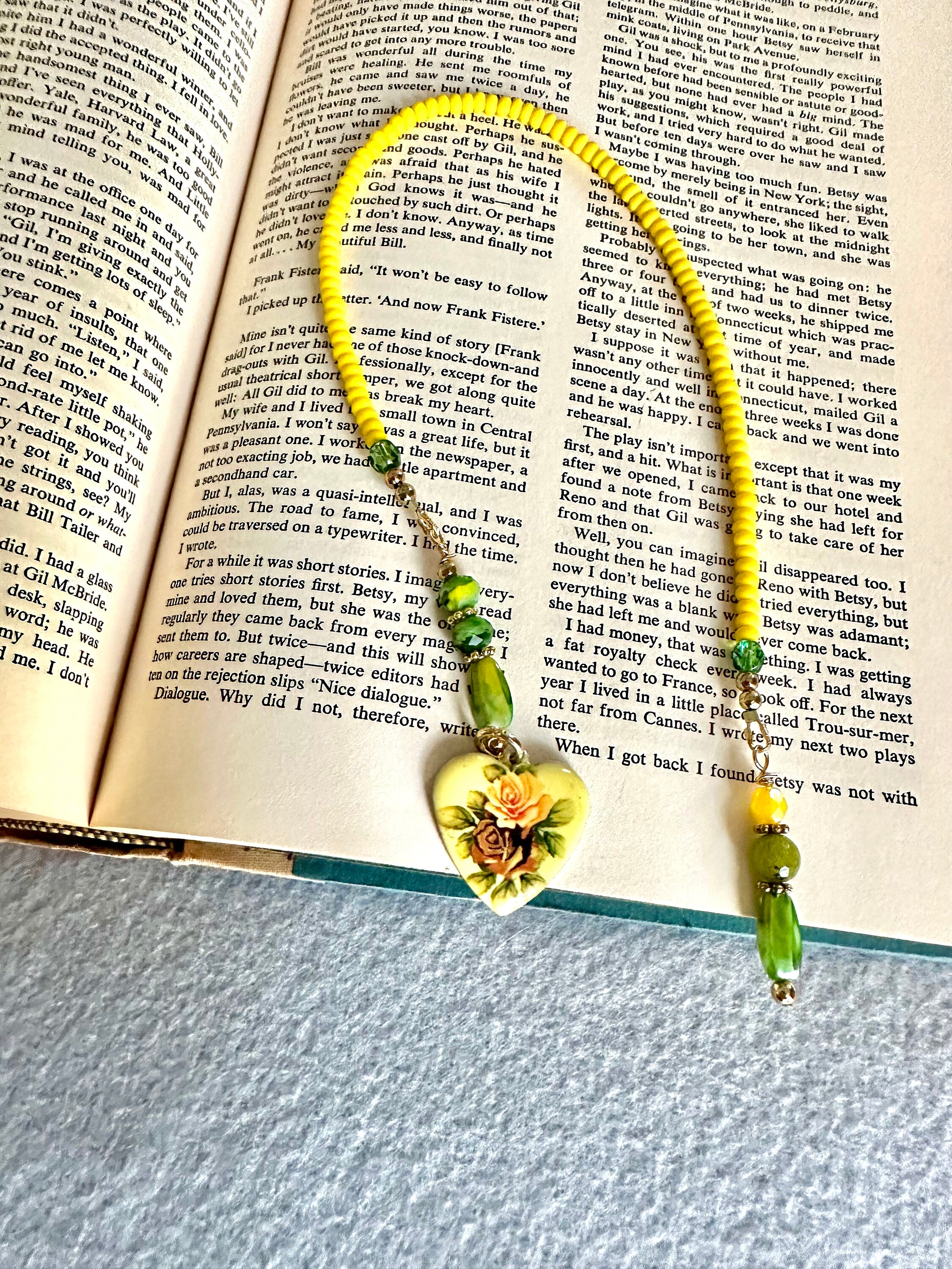 Heart Beaded Bookmark, Book Thong, Book Lover Accessory, Page Marker ...