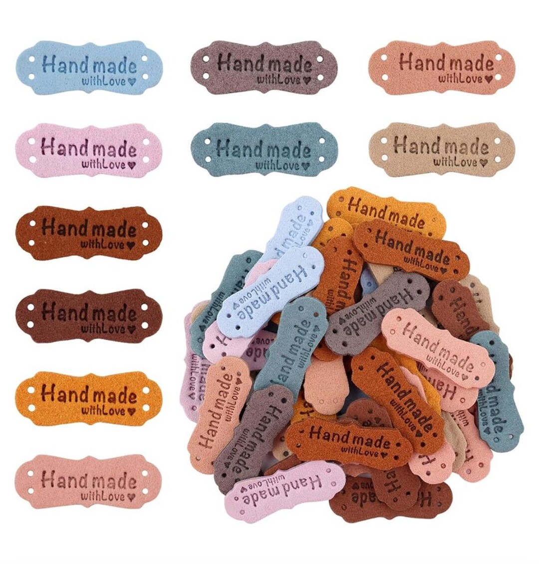 Handmade 50 Leather Labels With Microfibre Woven Leather Labels With ...