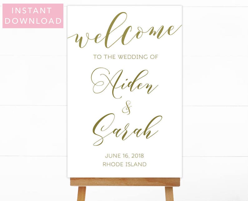 Gold Wedding Welcome Sign Large Wedding Welcome Sign Welcome - Etsy