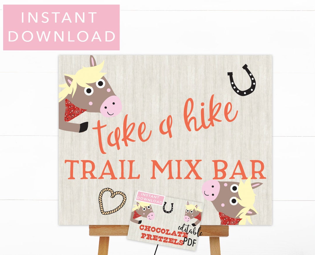 Wild West Trail Mix Sign 8x10 and Editable Labels 9-2x3,party Food Sign ...