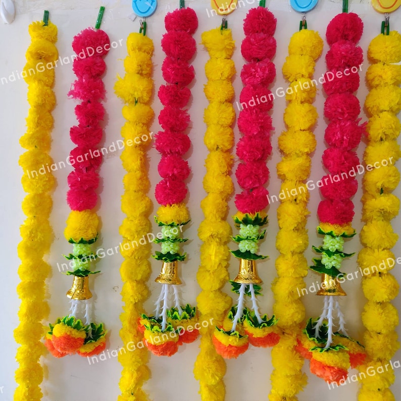 5 Strings of Marigold Flower String Indian Flower Garland Indian ...