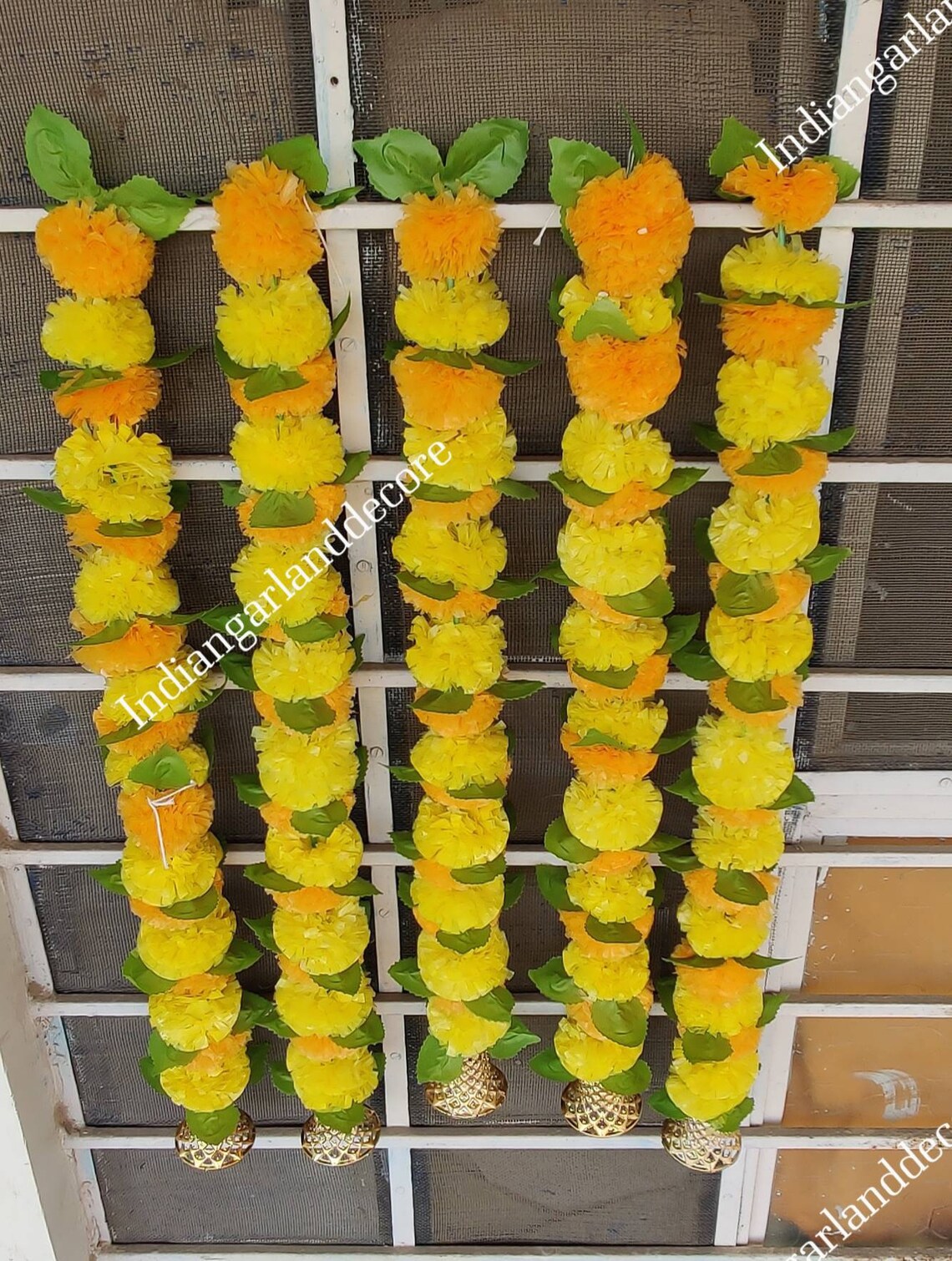Marigold Flower With Bell String Indian Flower Garland Indian - Etsy