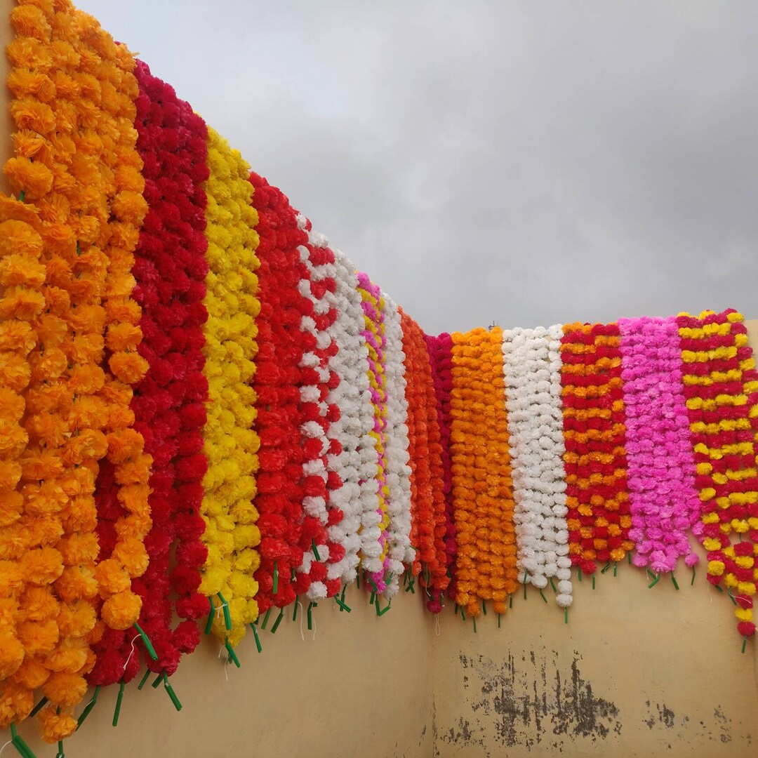 Express Shipping 100 Strings of Indian Flower Garland Indian Decoration ...