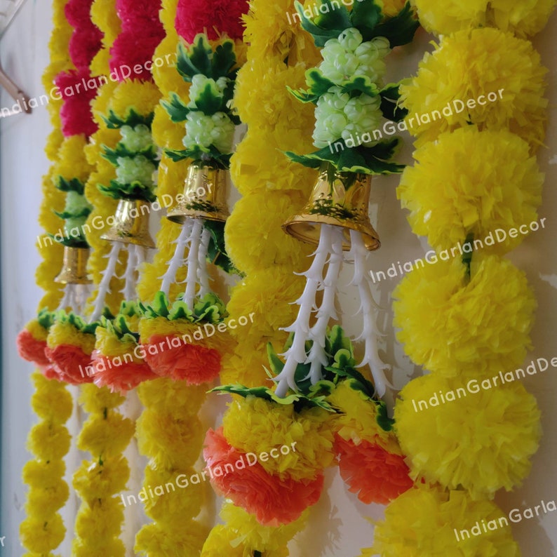 5 Strings of Marigold Flower String Indian Flower Garland Indian ...