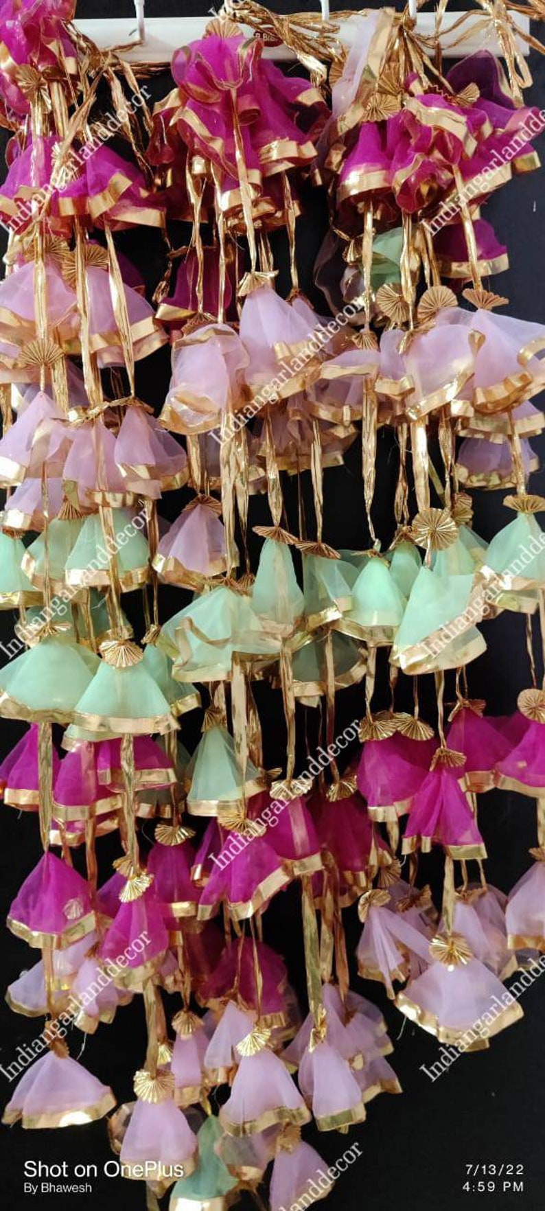 50 Strings of Net Fabric Colorful Tassel With Gota Lace Flower - Etsy