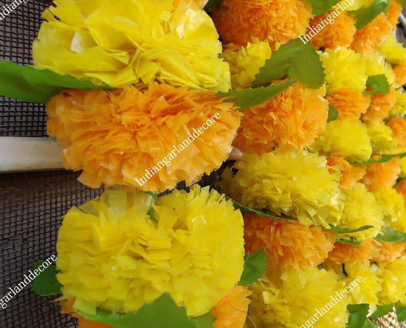 Marigold Flower With Bell String Indian Flower Garland Indian - Etsy