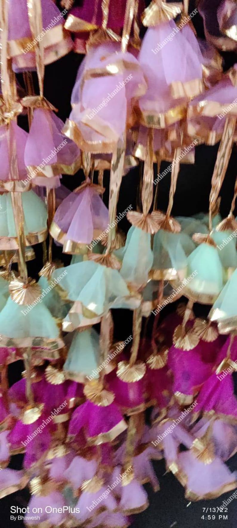 50 Strings of Net Fabric Colorful Tassel With Gota Lace Flower - Etsy