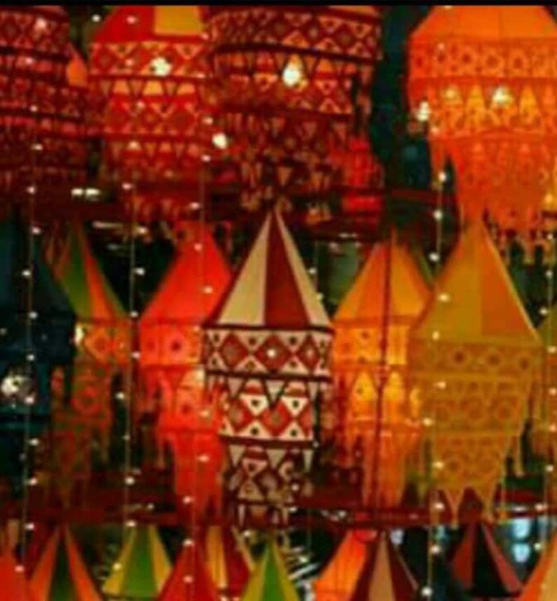 5 Pcs of Lampshades Fabric Lamps Chandelier Hanging Jhoomer Vintage ...