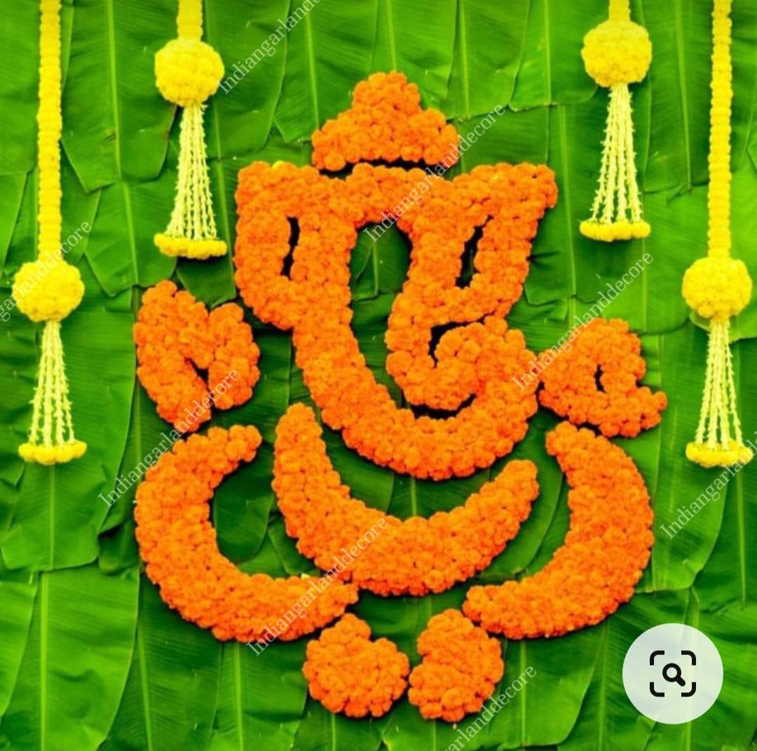 Marigold Flower Lord Ganesha Artificial Flower Ganpati Backdrops Indian ...